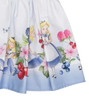 Monnalisa Alice In Wonderland Print Flared Skirt