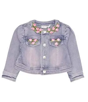 Monnalisa Denim Jacket With Rosette Detail