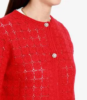 SEMICOUTURE Cotton Crochet Knit Sweater