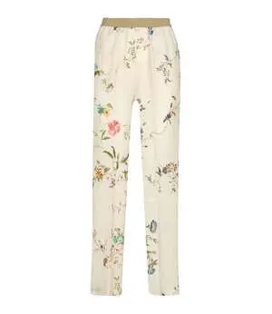 SEMICOUTURE Floral Linen Trousers