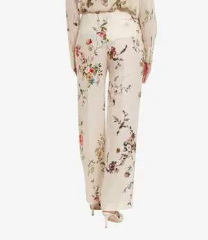 SEMICOUTURE Floral Linen Trousers