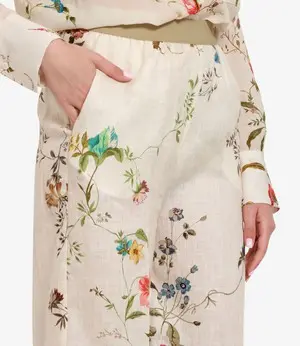 SEMICOUTURE Floral Linen Trousers