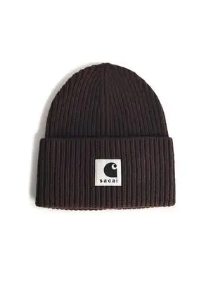 Sacai Wool Blend Beanie - Brown