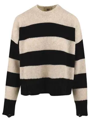 ANIYE BY Striped Cropped Pullover Sweater