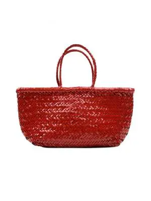 Dragon Diffusion Handwoven Leather Basket Tote - Patent Red