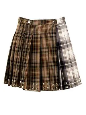 AKEP Check Pleated Mini Skirt