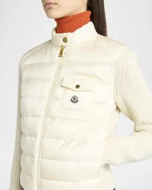 Moncler Padded Wool Zip-up Cardigan - Black