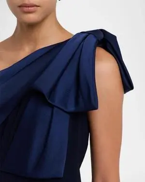 SACHIN BABI Estrella Draped One-shoulder Column Gown - Midnight
