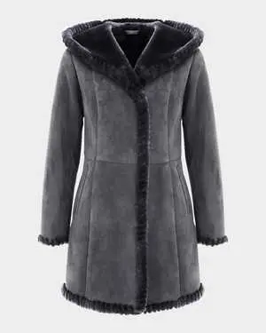 Gorski Merino Shearling Lamb Parka With Whipstitch Trim - Gray