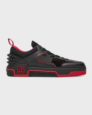 CHRISTIAN LOUBOUTIN Astroloubi Cl Monogram Low-top Sneakers - Black/red
