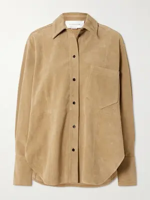 Victoria Beckham Suede Button-up Shirt - Neutrals