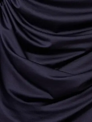 Victoria Beckham Gathered Draped Jersey Turtleneck Midi Dress