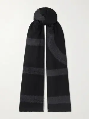 TOTEME Intarsia-knit Wool-blend Scarf - Black