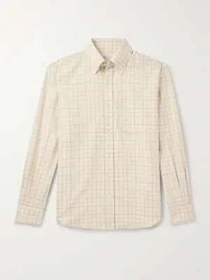 Loro Piana Loro Piana - Elia Button Down-Collar Checked Cotton Shirt - Men - Neutrals  Beige