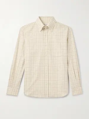 Loro Piana Elia Button Down-collar Checked Cotton Shirt - Neutrals