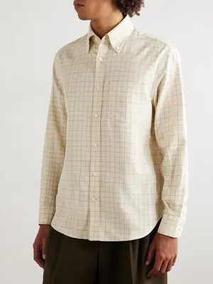 Loro Piana Elia Button Down-collar Checked Cotton Shirt - Neutrals