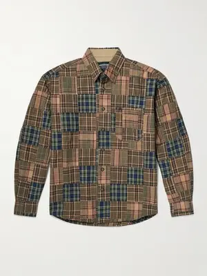 FRIZMWORKS Patchwork Checked Cotton Shirt