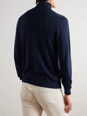 Canali Wool Rollneck Sweater - Blue