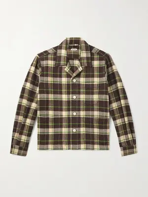 BODE Woodcrest Camp-collar Checked Wool-flannel Overshirt - Brown