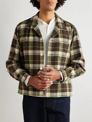 BODE Woodcrest Camp-collar Checked Wool-flannel Overshirt - Brown