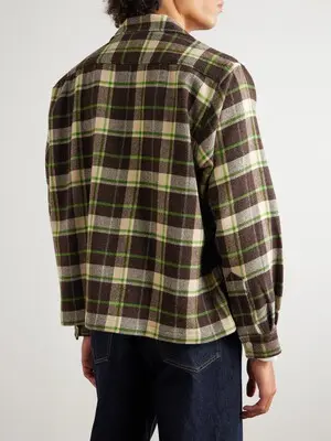BODE Woodcrest Camp-collar Checked Wool-flannel Overshirt - Brown