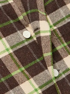 BODE Woodcrest Camp-collar Checked Wool-flannel Overshirt - Brown