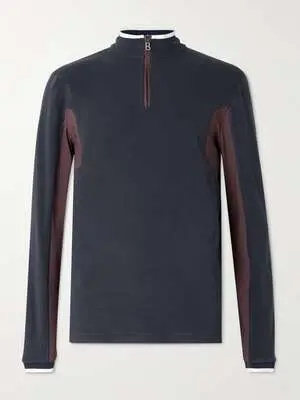 Bogner Giacomo Fleece And Jersey Half-zip Ski Base Layer - Navy