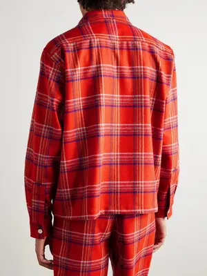 BODE Gable Camp-collar Checked Wool Overshirt - Red