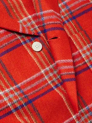 BODE Gable Camp-collar Checked Wool Overshirt - Red