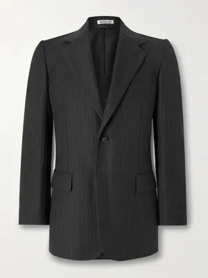 Auralee Pinstriped Wool Suit Jacket - Gray