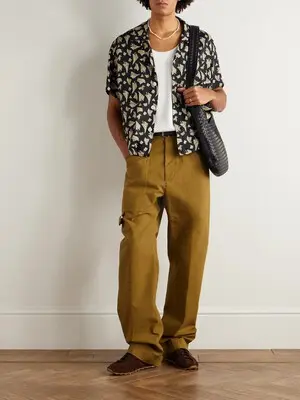 BODE Paper Hat Camp-collar Printed Satin Shirt
