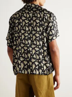 BODE Paper Hat Camp-collar Printed Satin Shirt