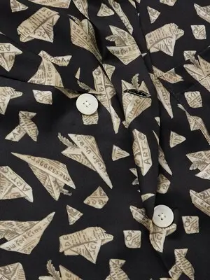 BODE Paper Hat Camp-collar Printed Satin Shirt