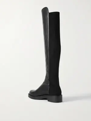 STUART WEITZMAN 5050 Celia Stretch-paneled Leather Over-the-knee Boots - Black