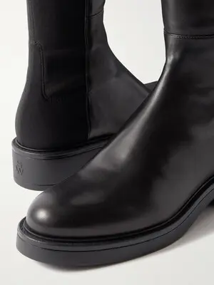 STUART WEITZMAN 5050 Celia Stretch-paneled Leather Over-the-knee Boots - Black