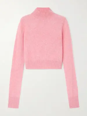 Sportmax Gubbio Cropped Cashmere Turtleneck Sweater - Pink