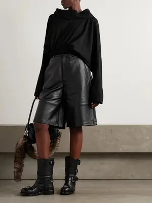 Rick Owens Cropped Wool-crepe Hoodie