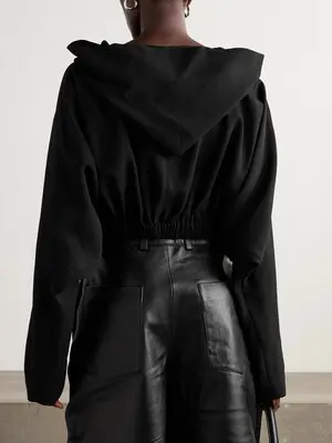 Rick Owens Cropped Wool-crepe Hoodie