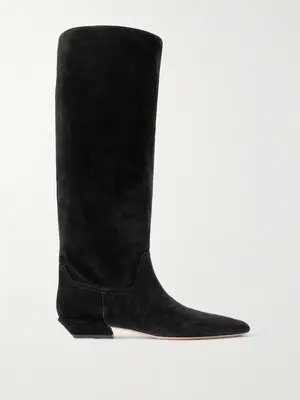 Paris Texas Bettina Suede Knee Boots - Black