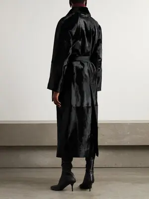 Nour Hammour Althea Cow Hair Coat - Black