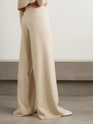 Max Mara Judy Wool And Cashmere-blend Wide-leg Pants - Neutrals