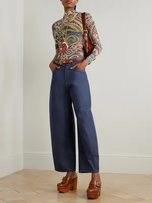 Etro Paisley-print Mesh Turtleneck Top