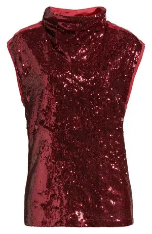 BOSS Sequin Mock Neck Top