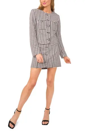 CECE DUPRAZ Metallic Button Front Tweed Miniskirt