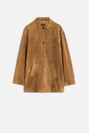 Women's Suede Coats with Point Collar