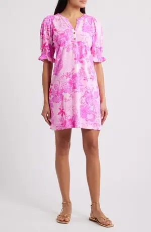 Lilly Pulitzer® Floral Print Puff Sleeve Dress - Parigi Pink Supporting Squad