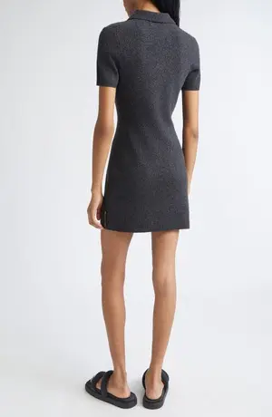 Alexander Wang Short Sleeve Wool Blend Polo Dress With Logo Patch