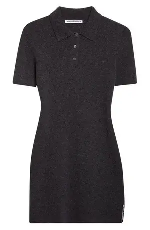 Alexander Wang Short Sleeve Wool Blend Polo Dress With Logo Patch
