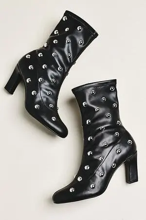 Maeve Studded Stretch Ankle Boots - Black