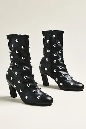 Maeve Studded Stretch Ankle Boots - Black
